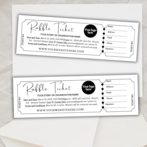 Custom Raffle Ticket Template, Editable Event Ticket, Printable ...