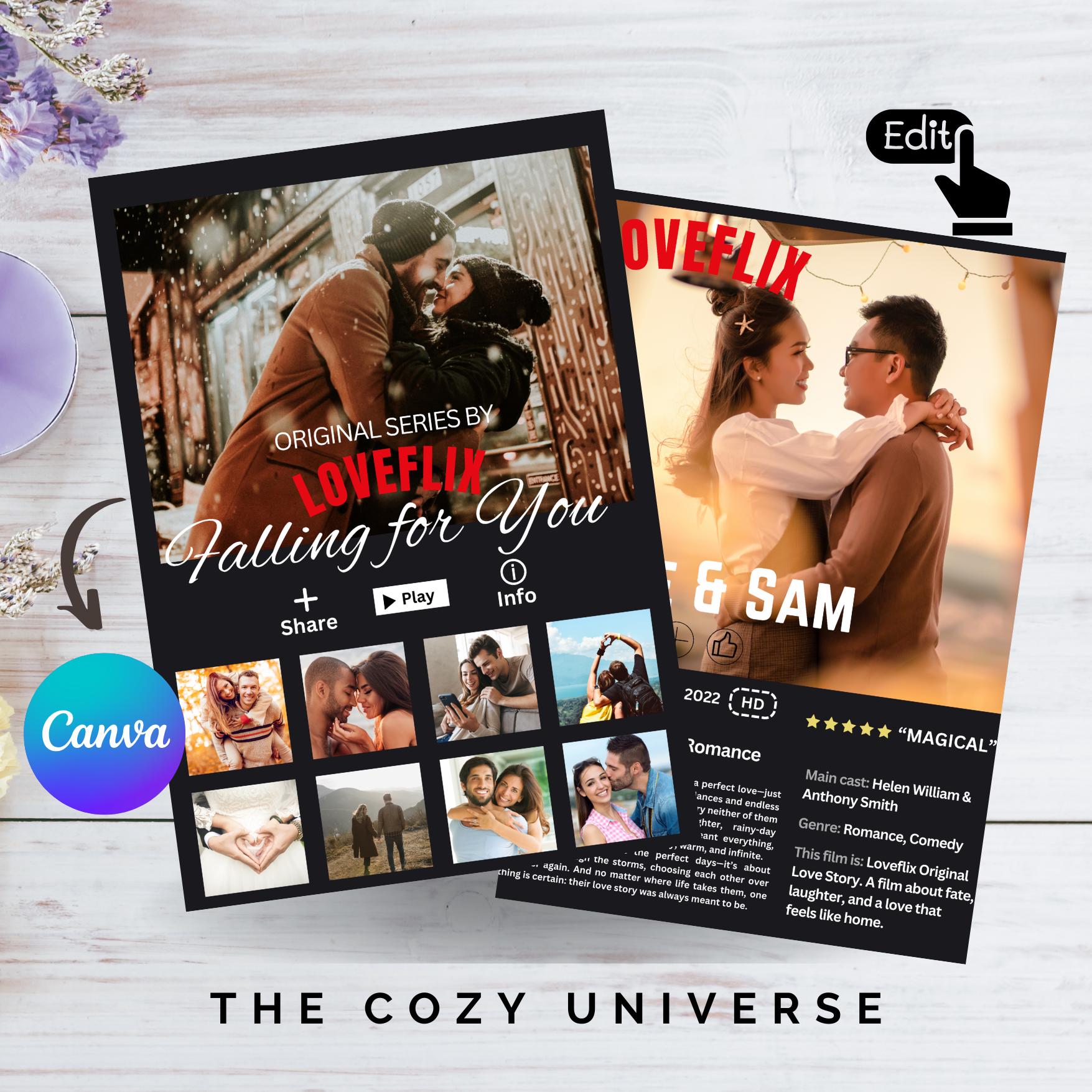 Custom Couple Movie Poster Print, Personalized Photo Filmstrip Design ...