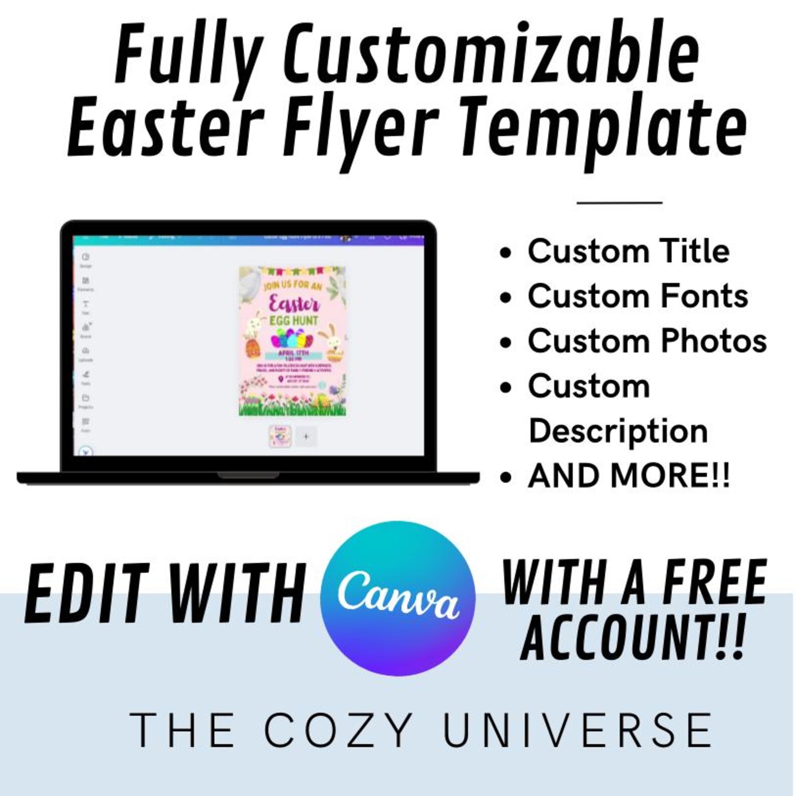 Editable Easter Egg Hunt Flyer Template, Easter Invitation Editable ...