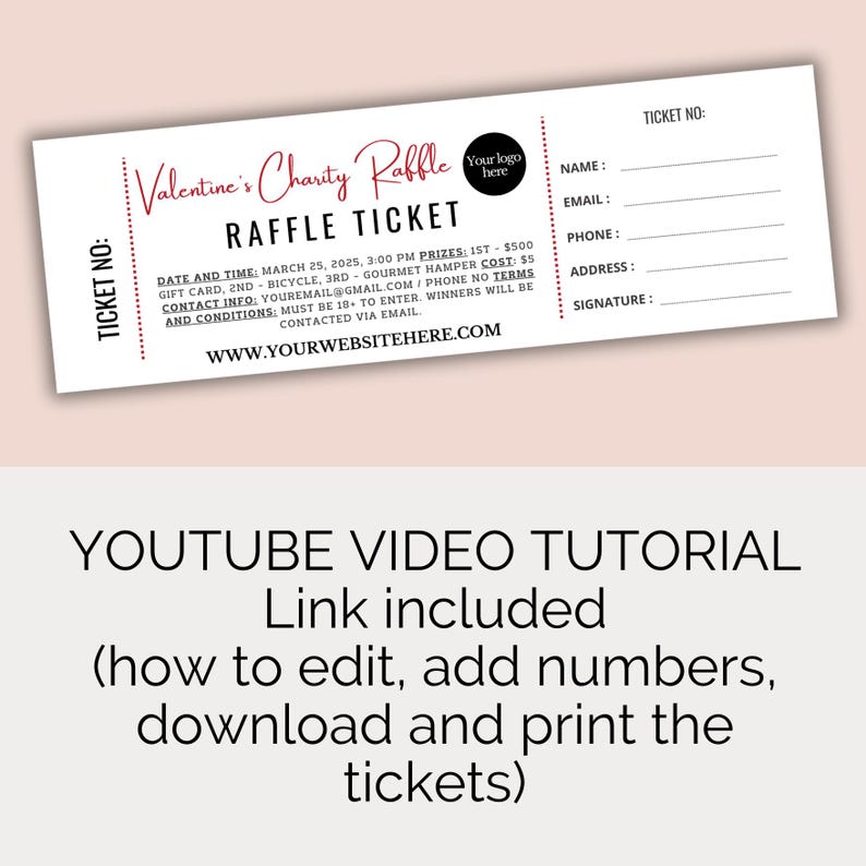 Editable Valentine’s Raffle Ticket Template, Printable Love Tickets ...