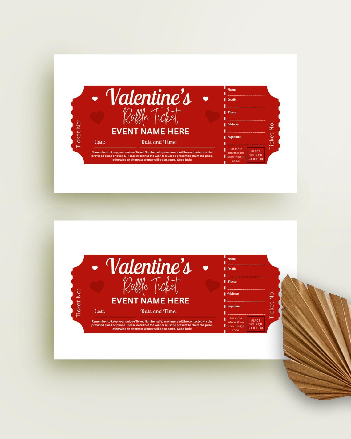 Editable Valentines Raffle Ticket Template, Digital Canva Printable ...