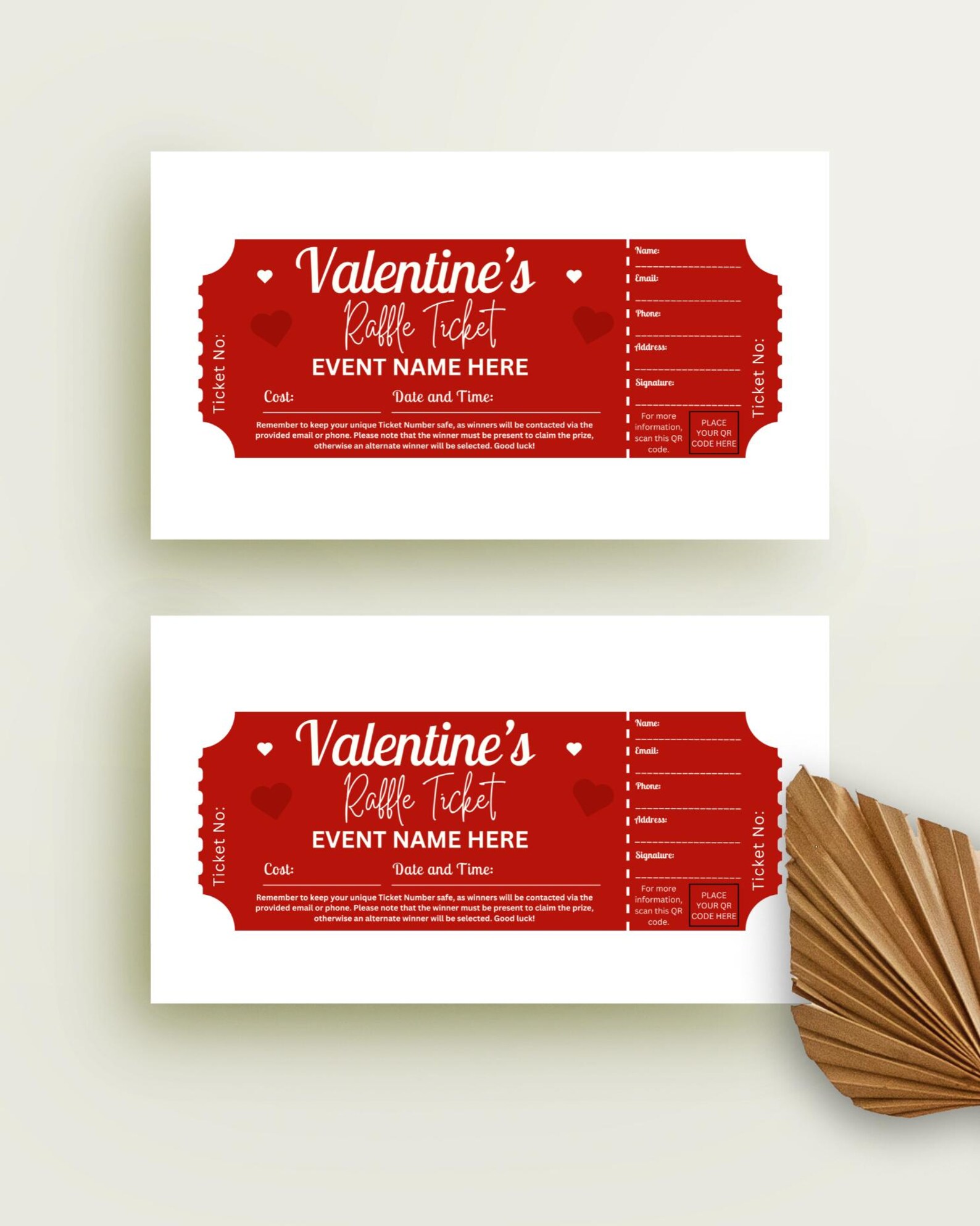 Editable Valentines Raffle Ticket Template, Digital Canva Printable ...