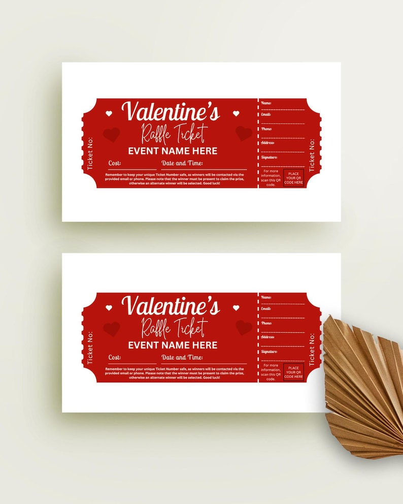 Editable Valentines Raffle Ticket Template, Digital Canva Printable ...