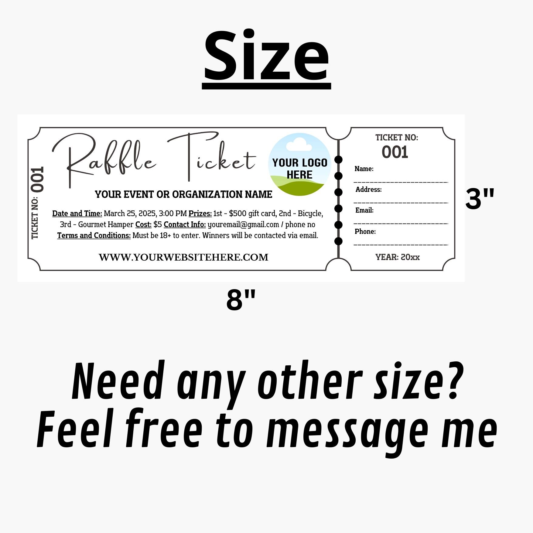 Custom Raffle Ticket, Raffle Ticket Form, Digital Canva Raffle Ticket ...