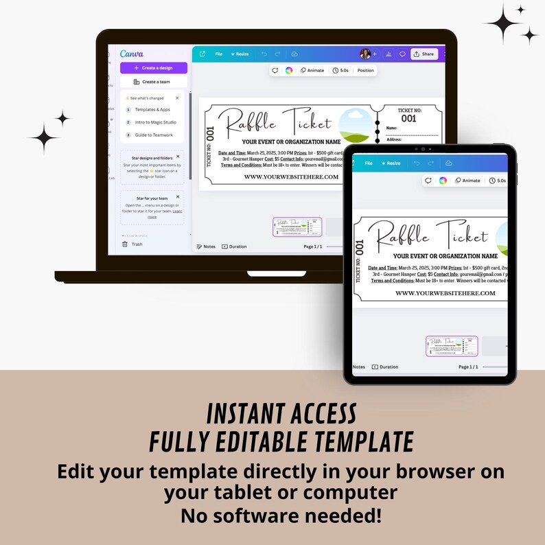 Custom Raffle Ticket, Raffle Ticket Form, Digital Canva Raffle Ticket ...