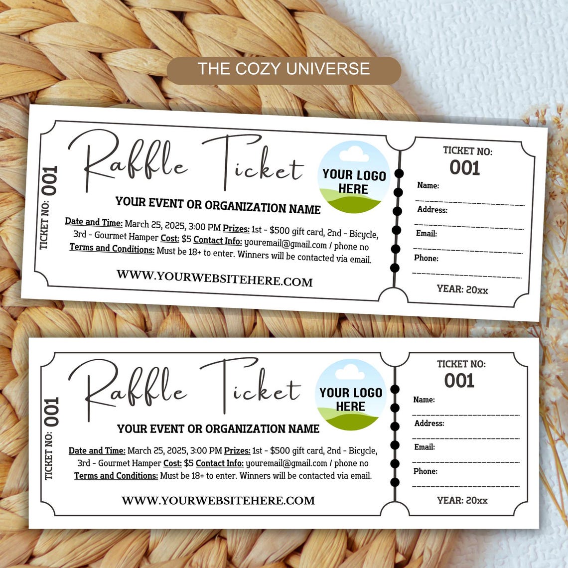 Custom Raffle Ticket, Raffle Ticket Form, Digital Canva Raffle Ticket ...
