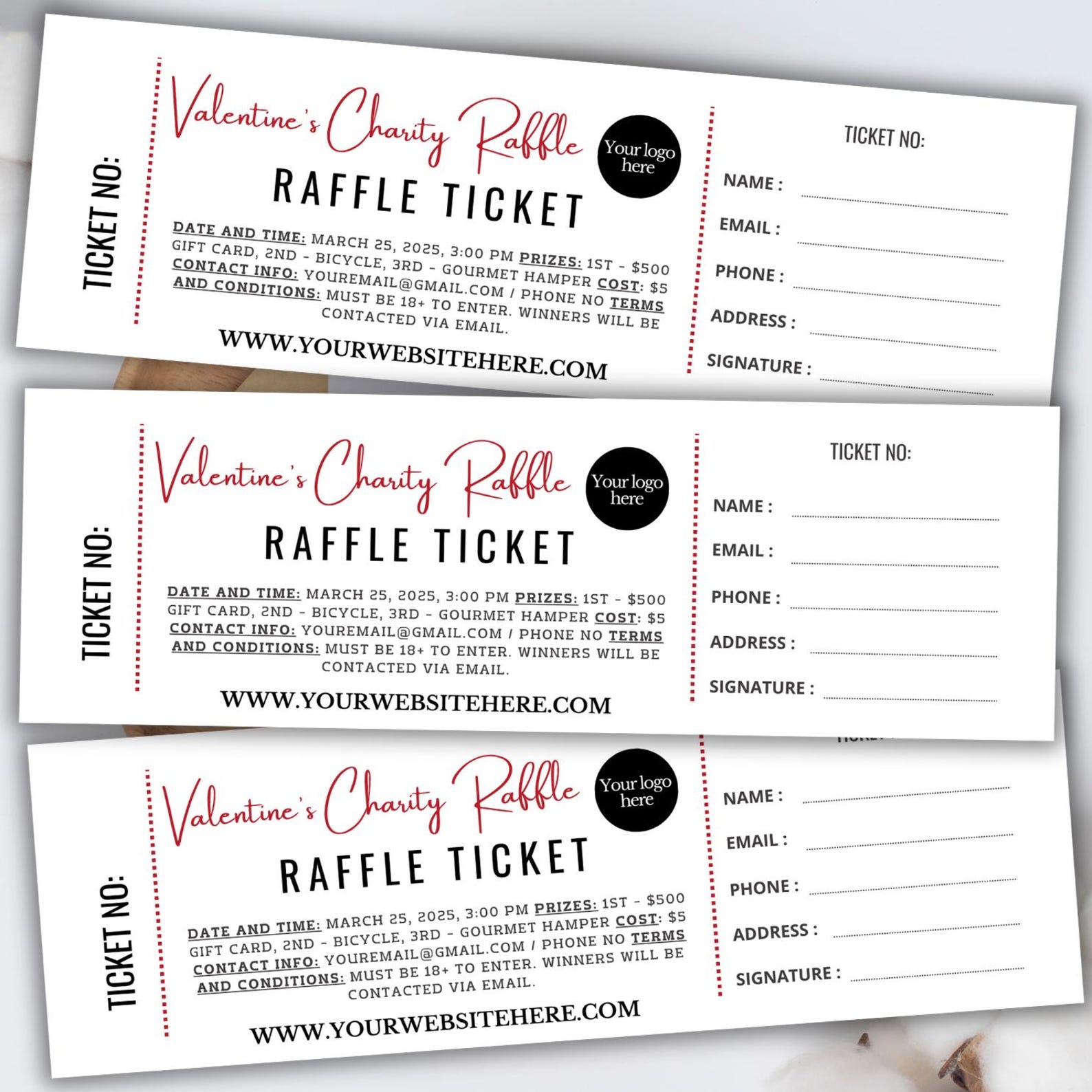 Editable Valentine’s Raffle Ticket Template, Printable Love Tickets ...