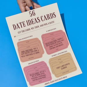 56 Date Night Cards, Couples Fun Printable Ideas, Romantic Dates ...