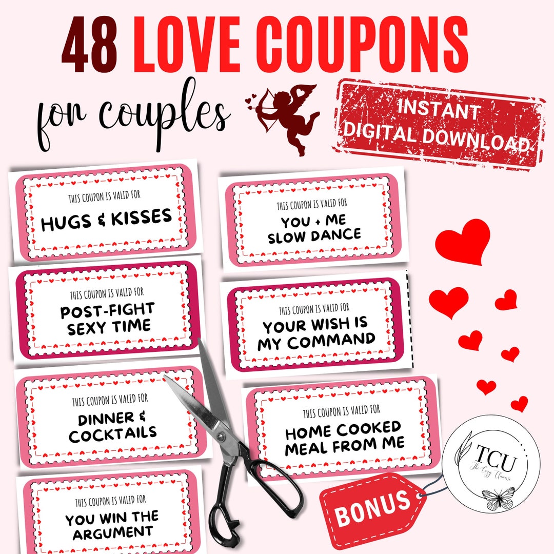 Printable Love Coupons Book for Her for Him, Love Vouchers, Personalize ...