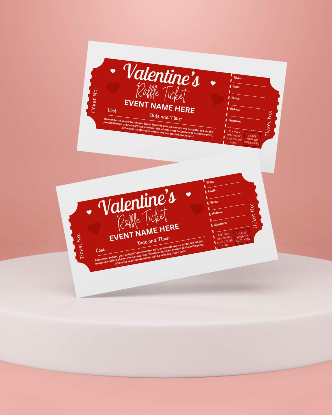 Editable Valentines Raffle Ticket Template, Digital Canva Printable ...