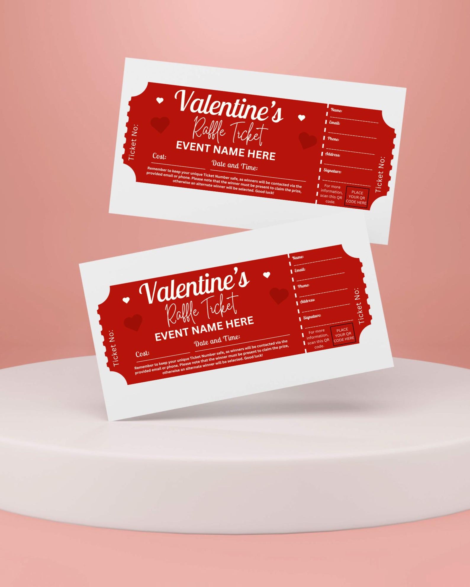 Editable Valentines Raffle Ticket Template, Digital Canva Printable ...
