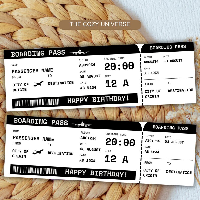 Editable Boarding Pass Template, Personalized Travel Gift, Canva ...