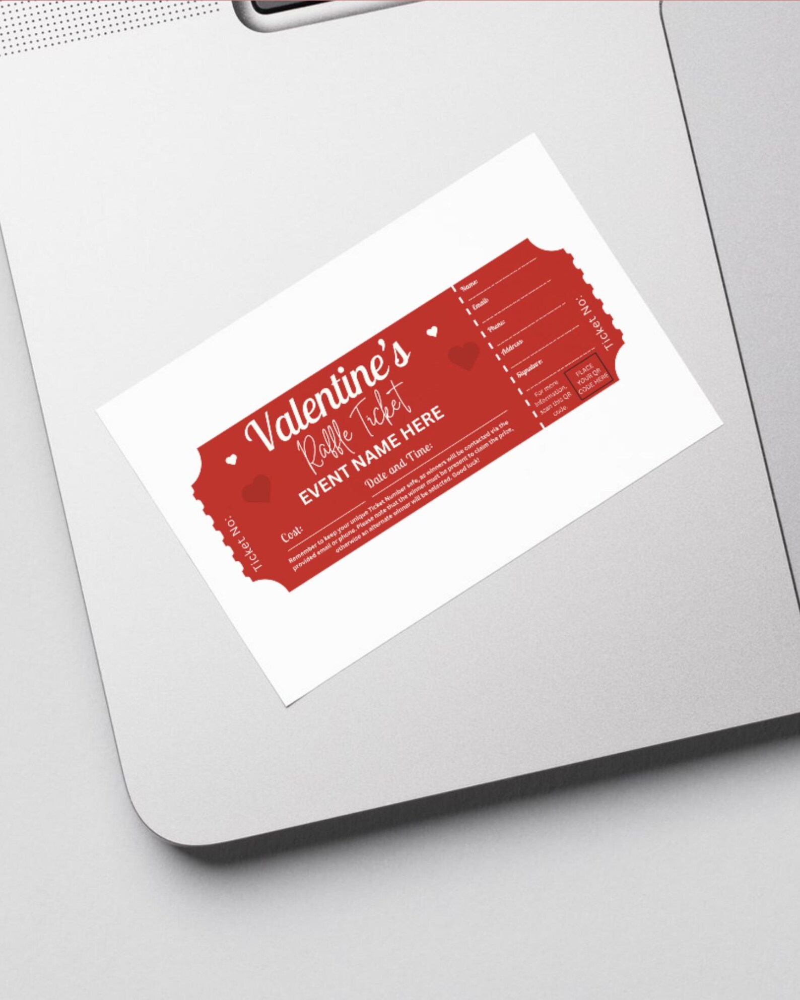 Editable Valentines Raffle Ticket Template, Digital Canva Printable ...