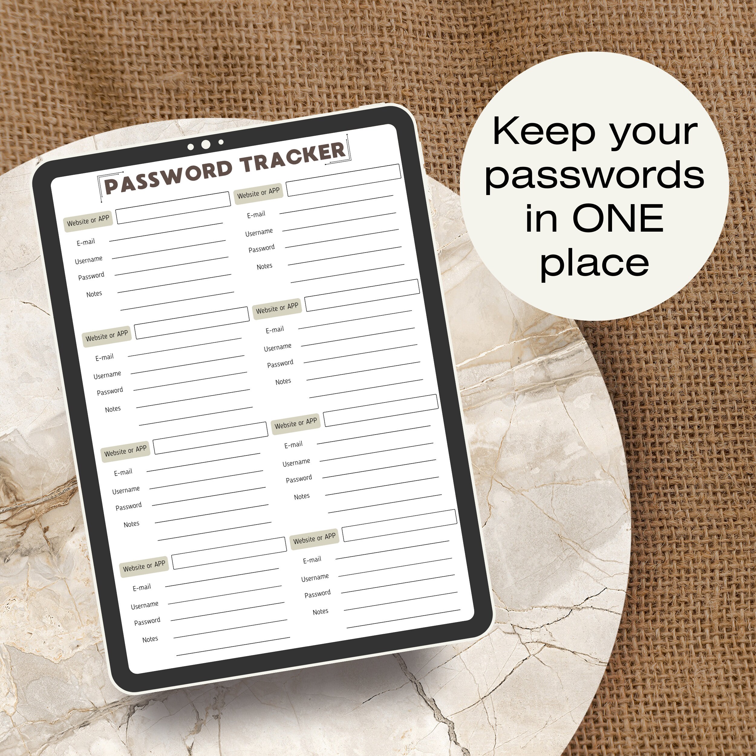 Password Tracker Printable & Fillable, Password Keeper, Password ...