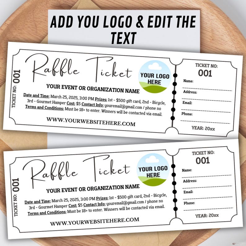 Custom Raffle Ticket, Raffle Ticket Form, Digital Canva Raffle Ticket ...