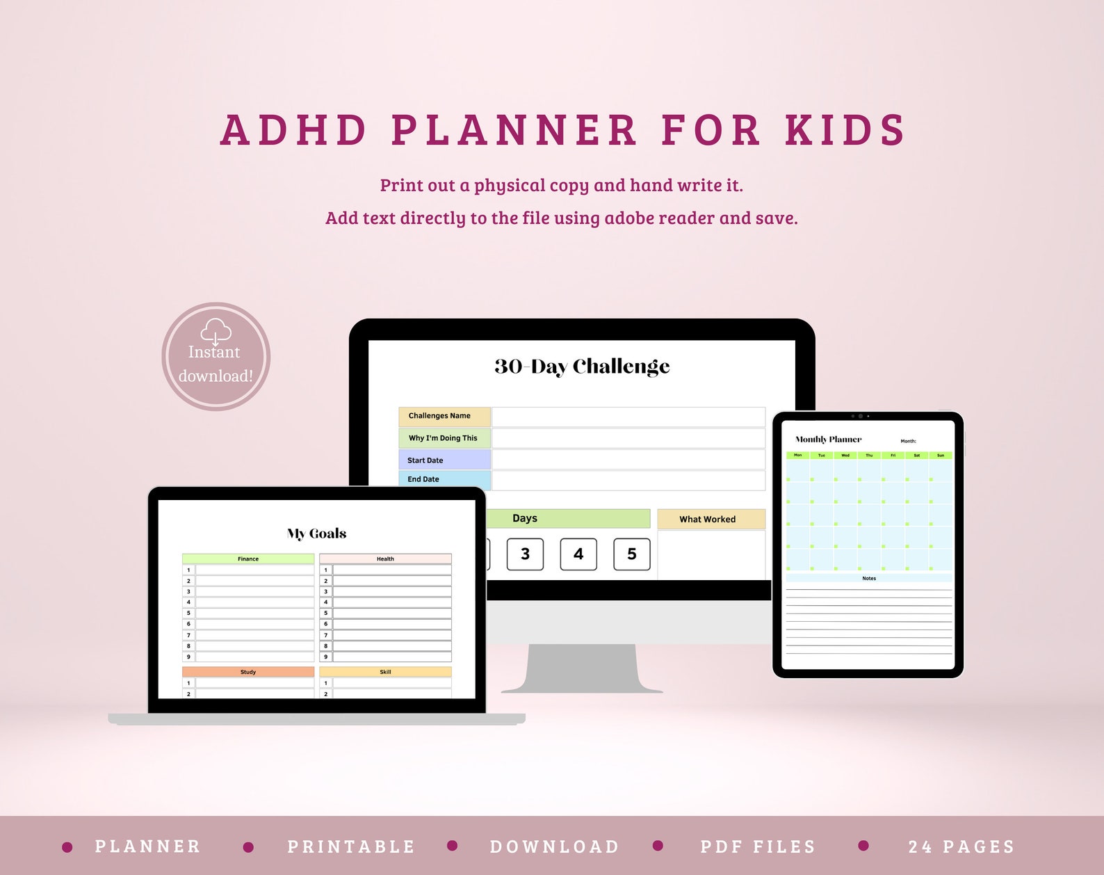 ADHD Planner for Kids, Adhd Planner Printable, ADHD Productivity ...