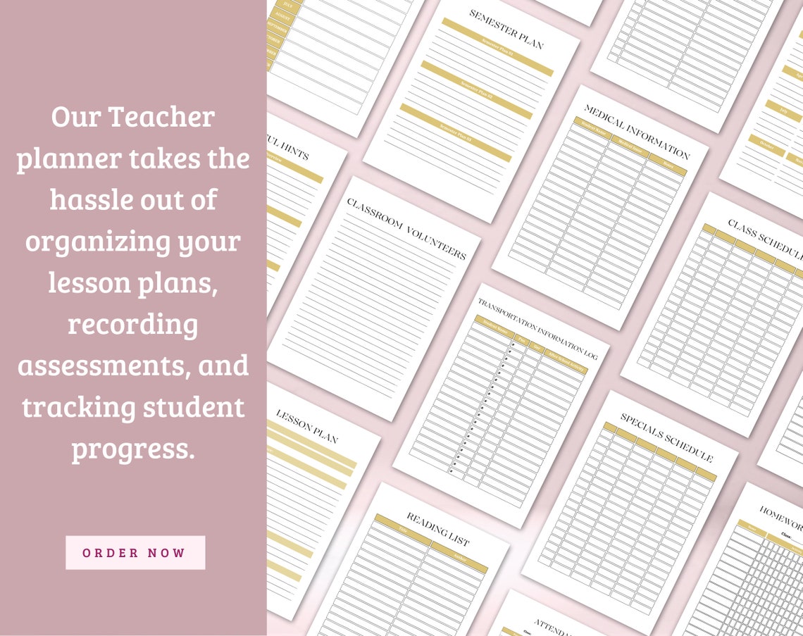 Teacher Planner Gold 2024, Teacher Weekly Planner, Lesson Planner ...