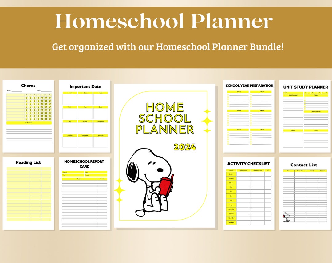 Homeschool Planner Snoopy Planner for Children Printable Planner 2024 ...
