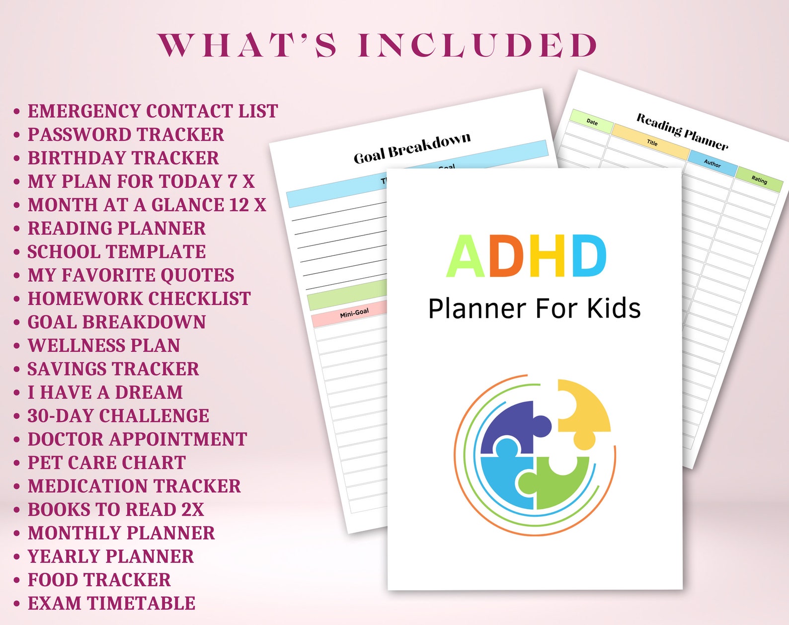 ADHD Planner for Kids, Adhd Planner Printable, ADHD Productivity ...