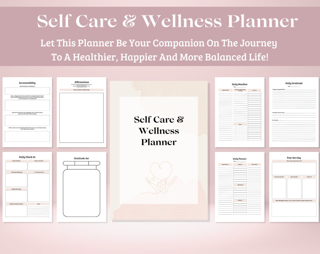 Self-care Journal & Wellness Planner, 40 Pages, Digital Download for ...