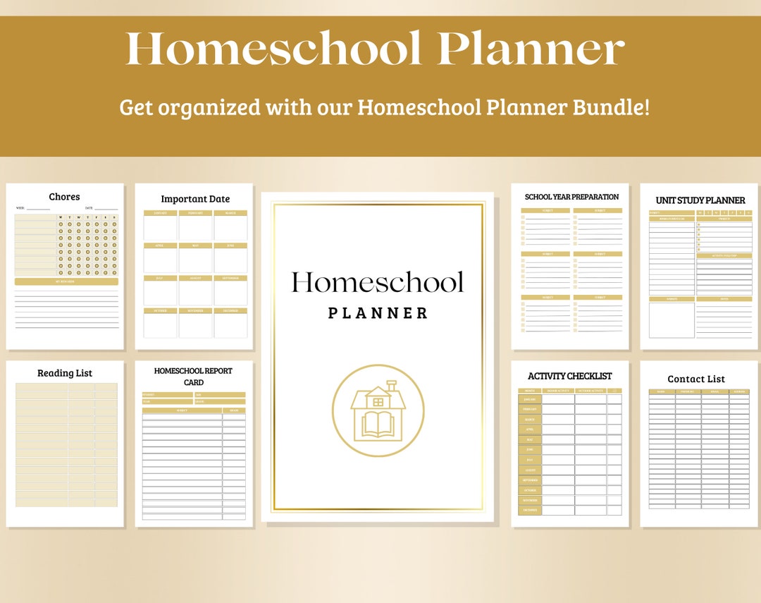 Homeschool Planner Gold Planner for Children Printable Planner 2024 ...