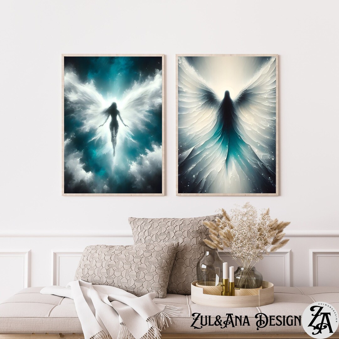 Abstract Angel Digital Prints, Archangel Printable Wall Art, Devine Oil ...