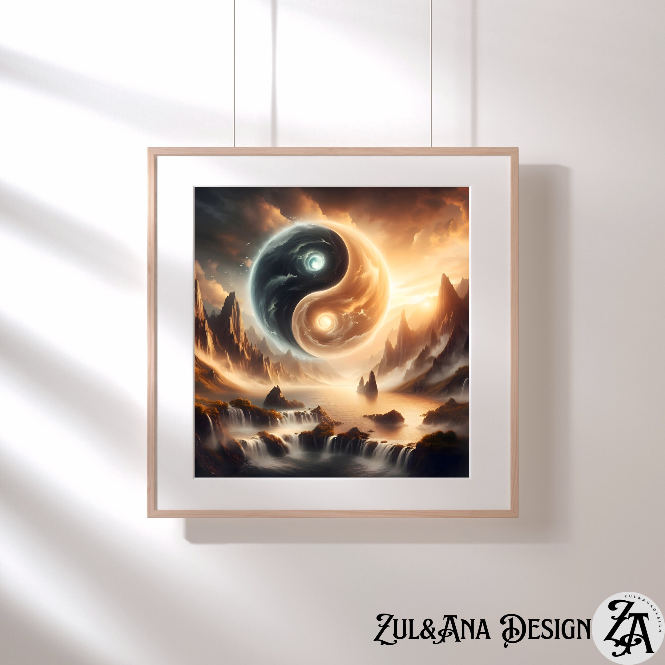 Yin and Yang Abstract Landscape Printable Wall Art, Asian Culture ...