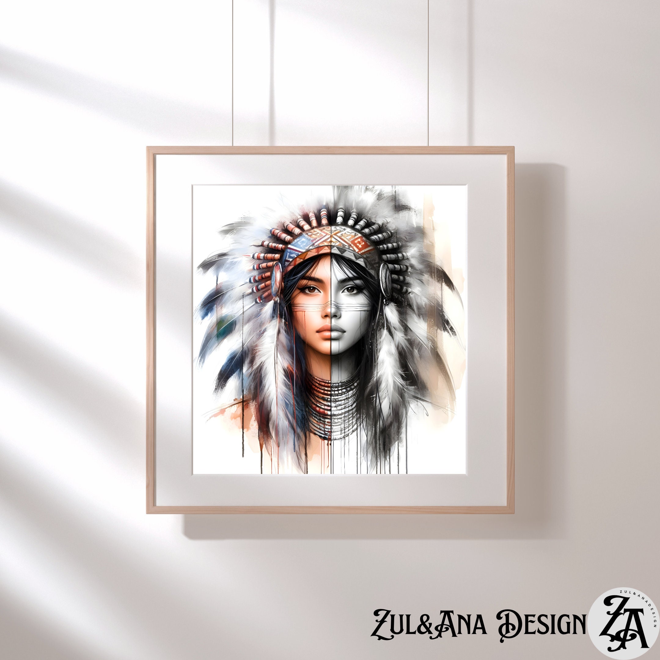 Abstract Woman Portrait Printable Wall Art, Hawaiian and Amerindian ...