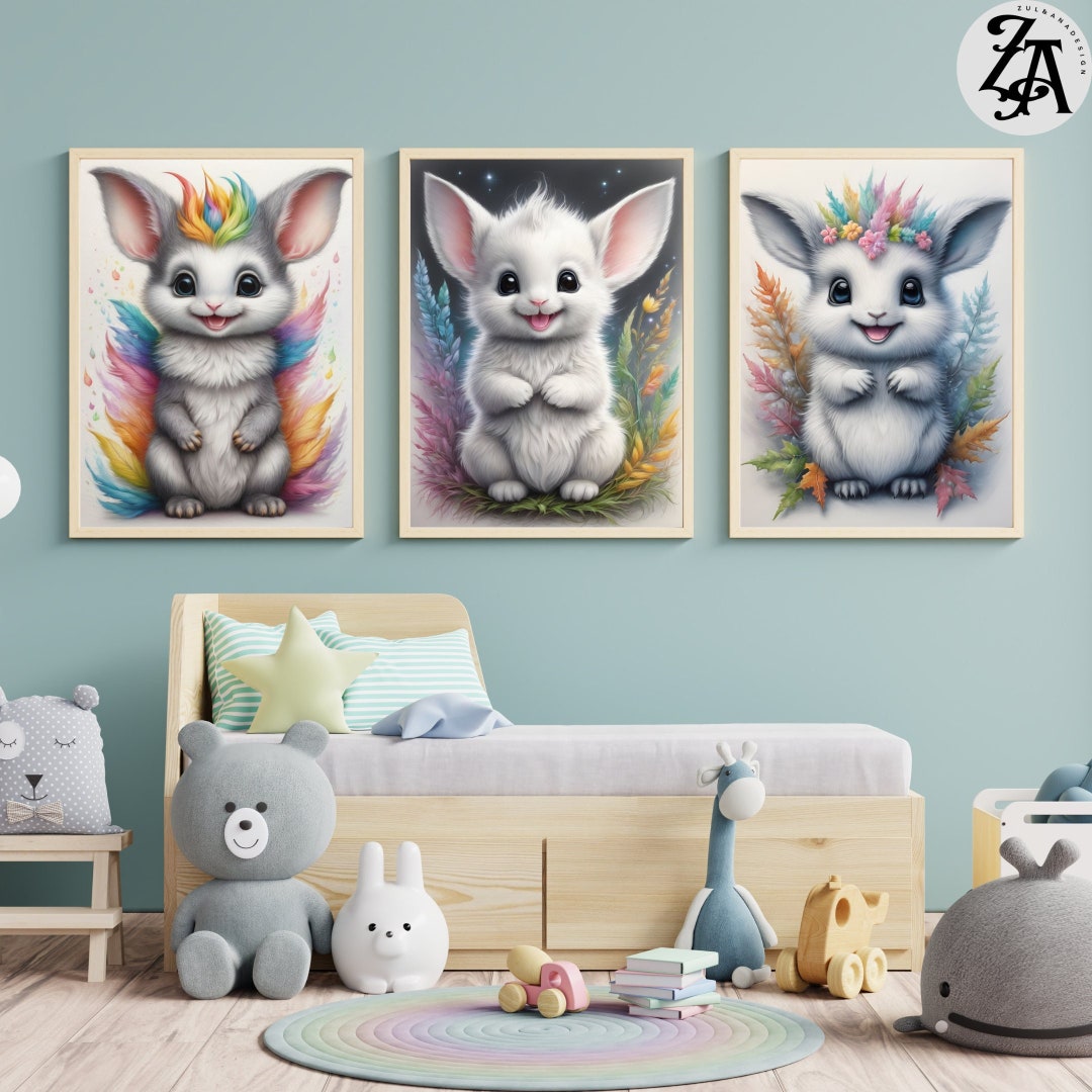 Nursery Baby Fantasy Creatures - Wall Art for Baby Room - Mythically ...
