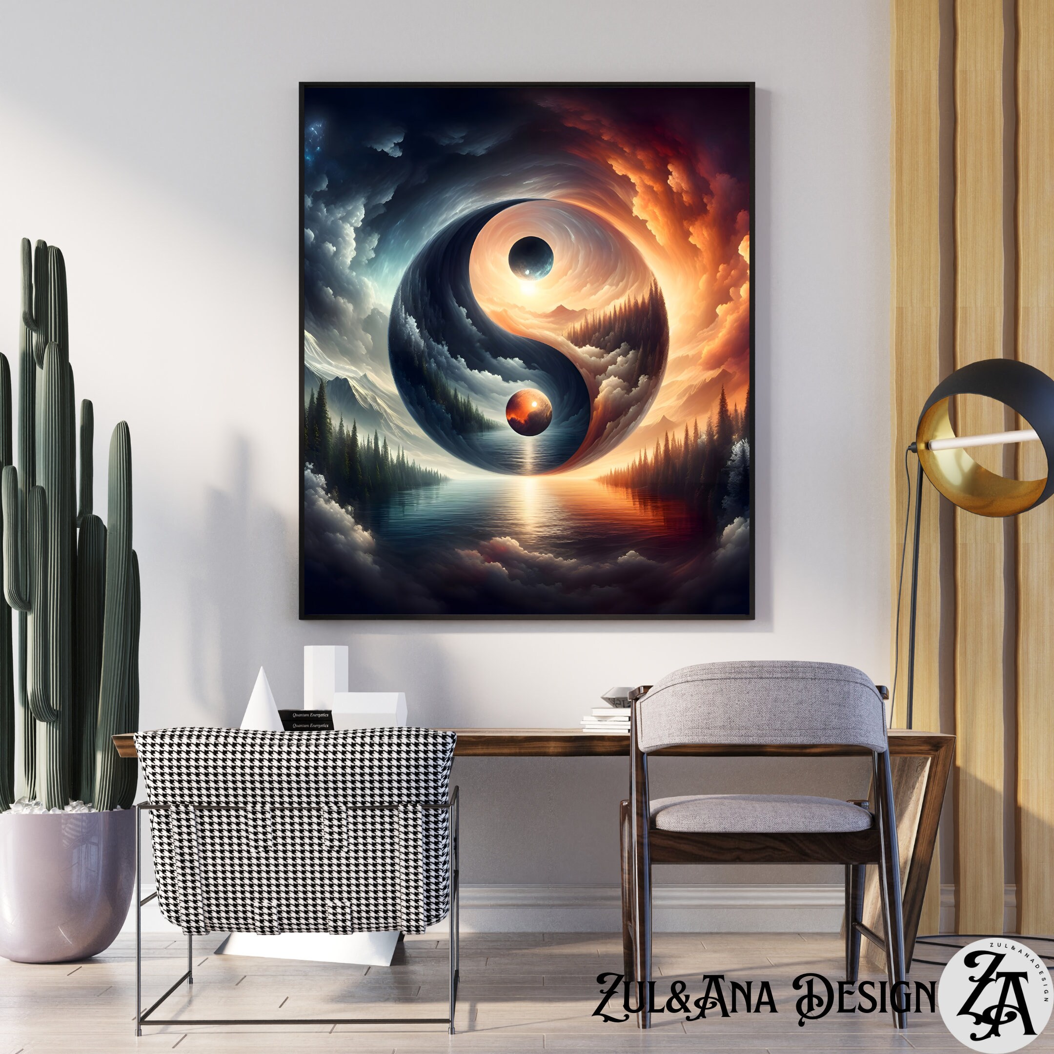 Yin and Yang Abstract Landscape Printable Wall Art, Asian Culture ...