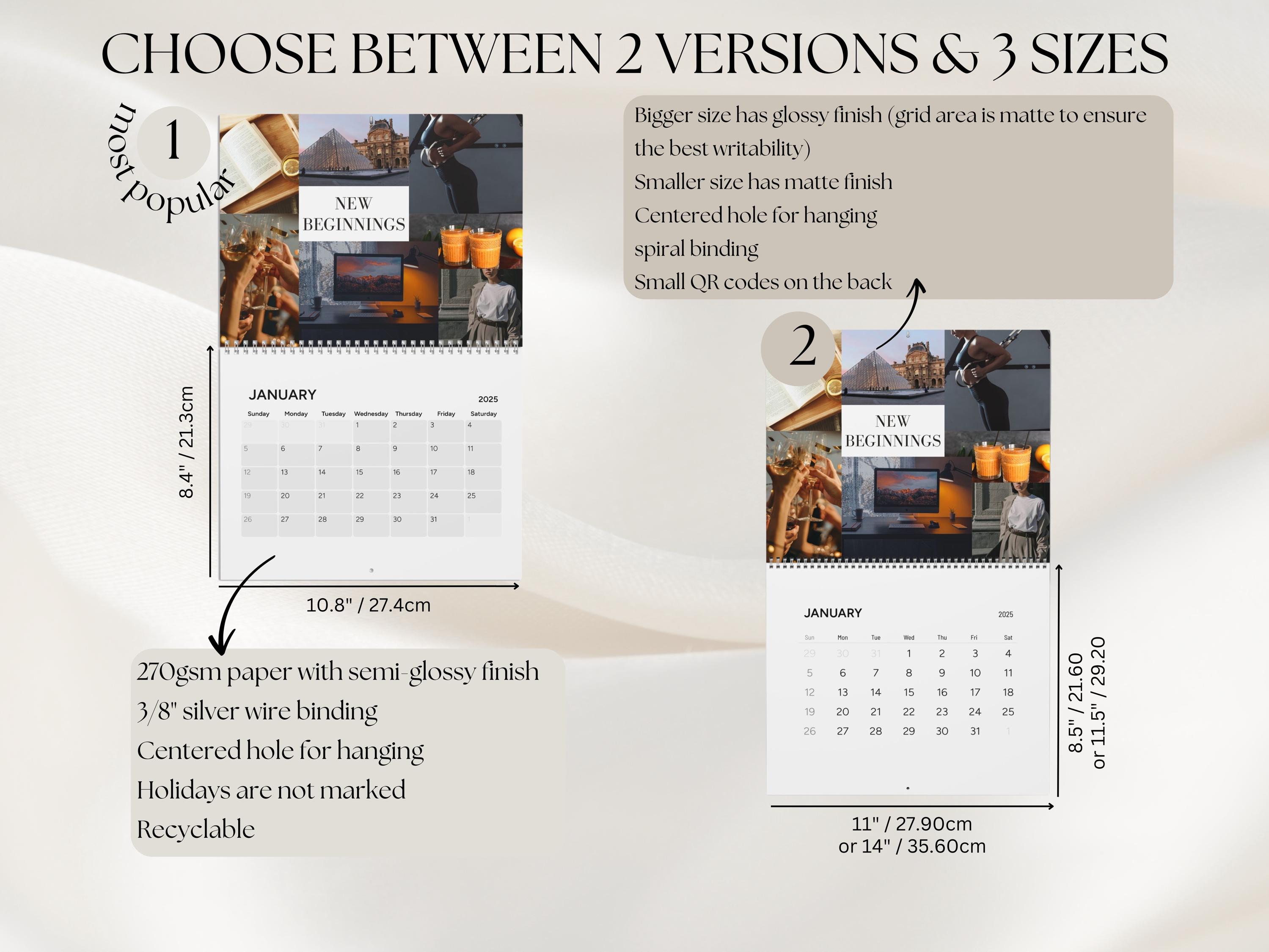 2025 Calendar, Vision Board, Vision Board Template, Large Wall Calendar ...