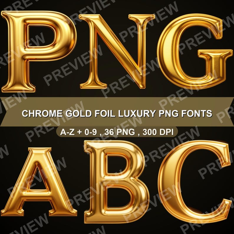 Gold Foil Alphabet Clipart, Luxury Metallic PNG Letters Numbers ...