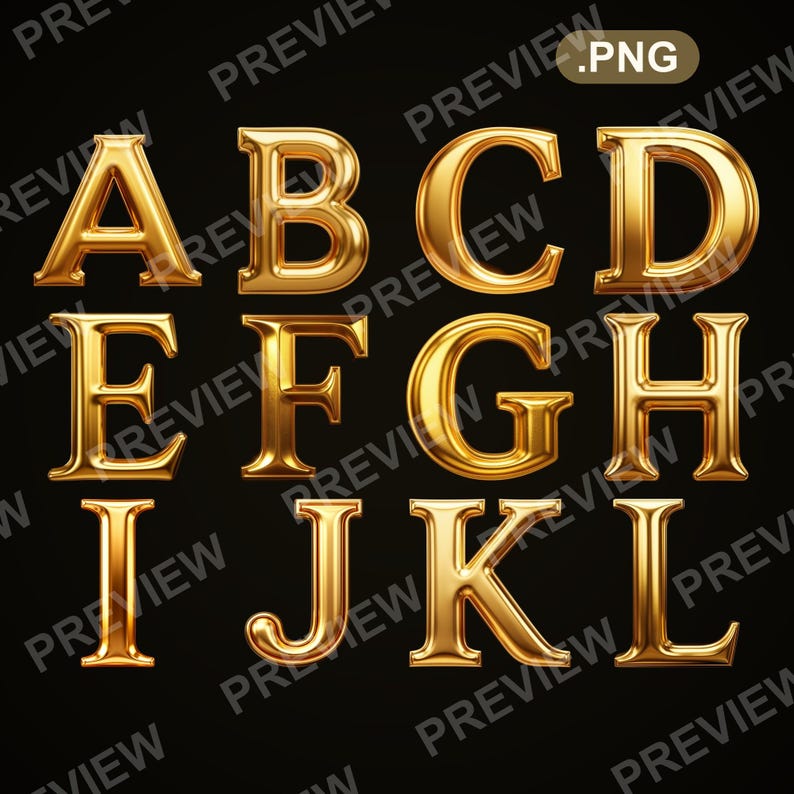Gold Foil Alphabet Clipart, Luxury Metallic PNG Letters Numbers ...
