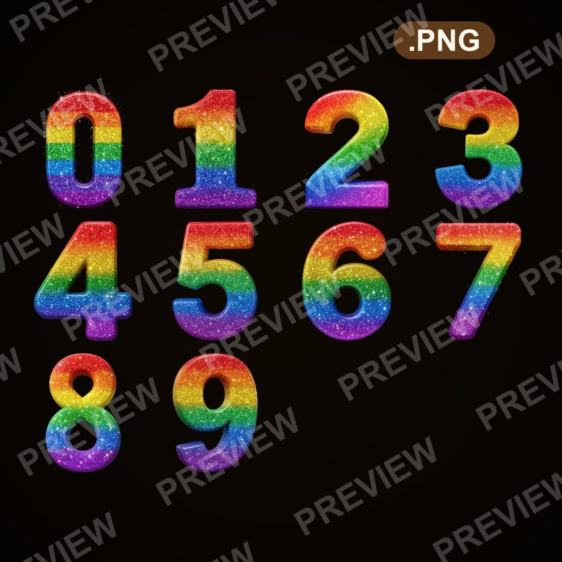 Glitter Rainbow Gradient Alphabet PNG Clipart (A-Z, 0-9) (digital ...
