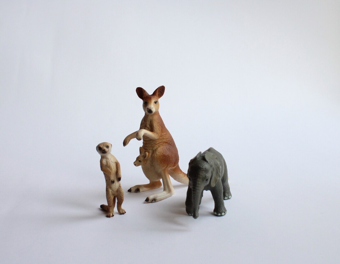 Vintage Schleich Animals: Kangaroo, Elephant & Sericata Figures - Etsy