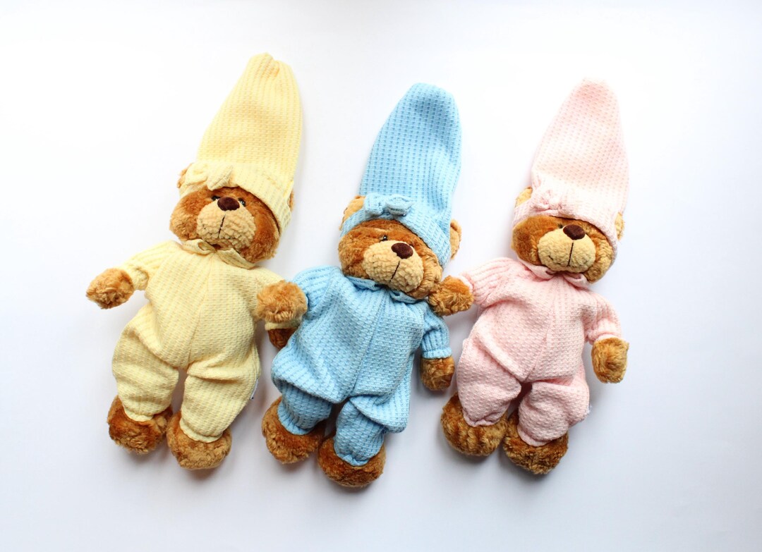 Rare Vintage A&A Plush, Vintage Bear, Yellow Nightcap, Nostalgia, Soft ...