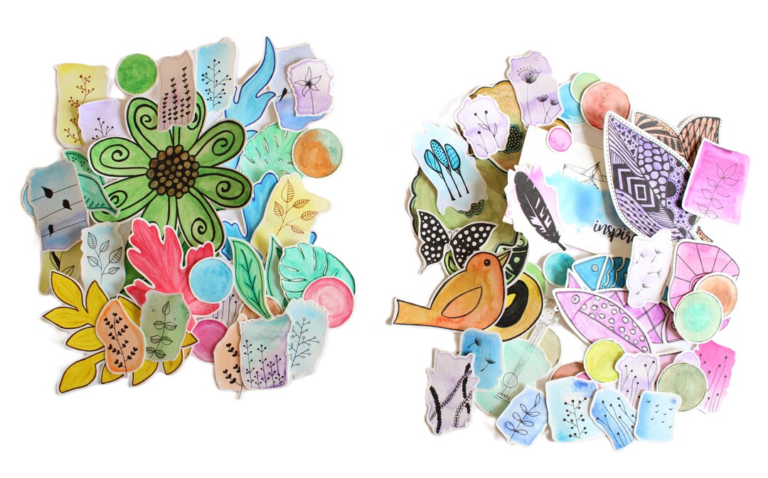 40 Watercolor Cut Outs: Mixed Media Scrapbooking Embellishments - Etsy