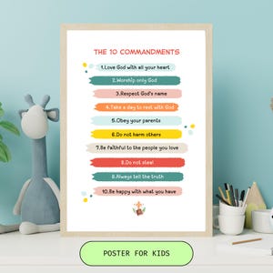 10 Commandments for Kids Printable Poster, Christian Wall Art for ...