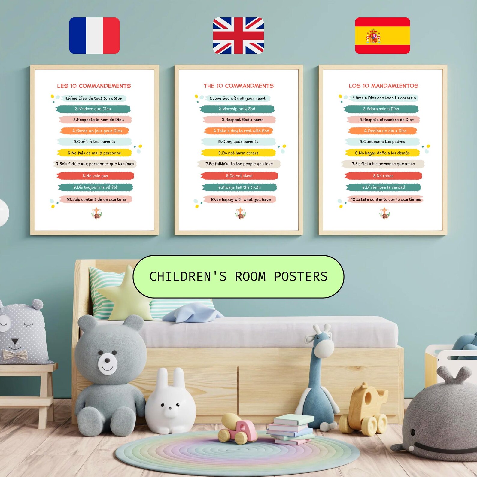 10 Commandments for Kids Printable Poster, Christian Wall Art for ...