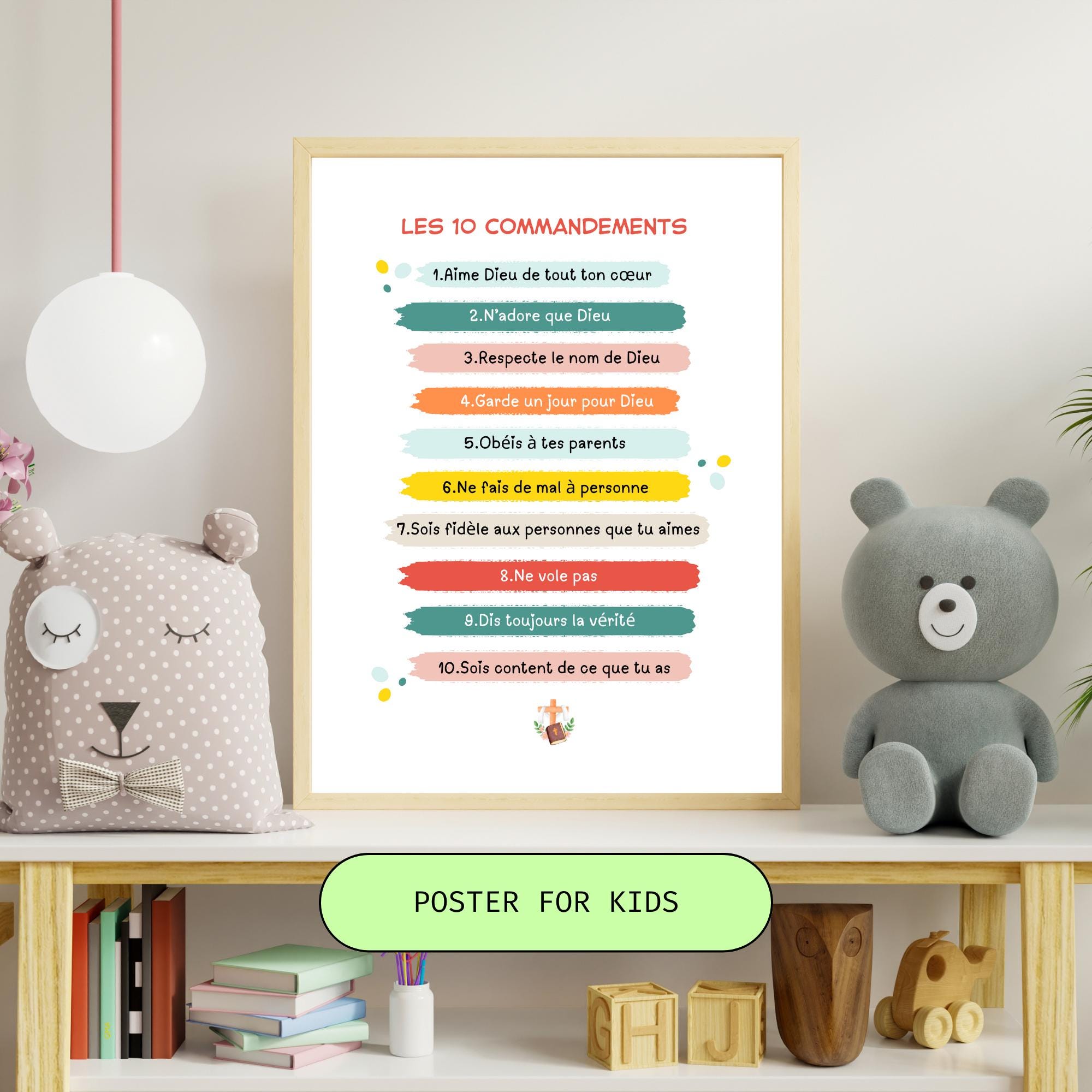 10 Commandments for Kids Printable Poster, Christian Wall Art for ...