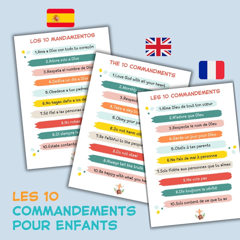 10 Commandments for Kids Printable Poster, Christian Wall Art for ...