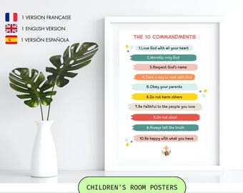 10 Commandments for Kids Printable Poster, Christian Wall Art for ...