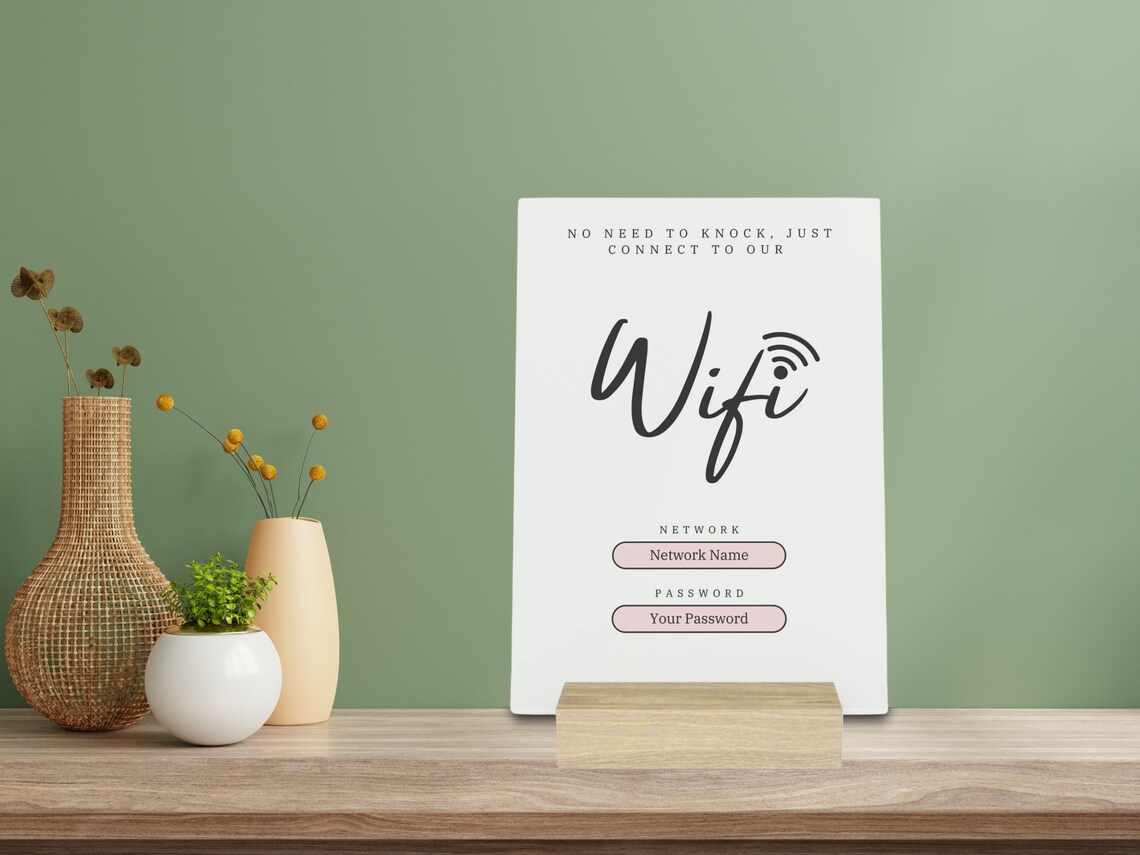 Custom Wifi Sign Custom QR Code Sign Gallery Board With Stand Wifi Sign ...