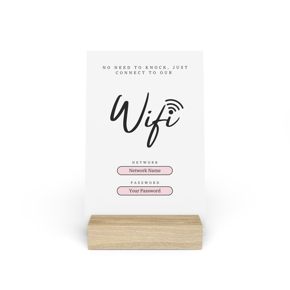 Custom Wifi Sign Custom QR Code Sign Gallery Board With Stand Wifi Sign ...