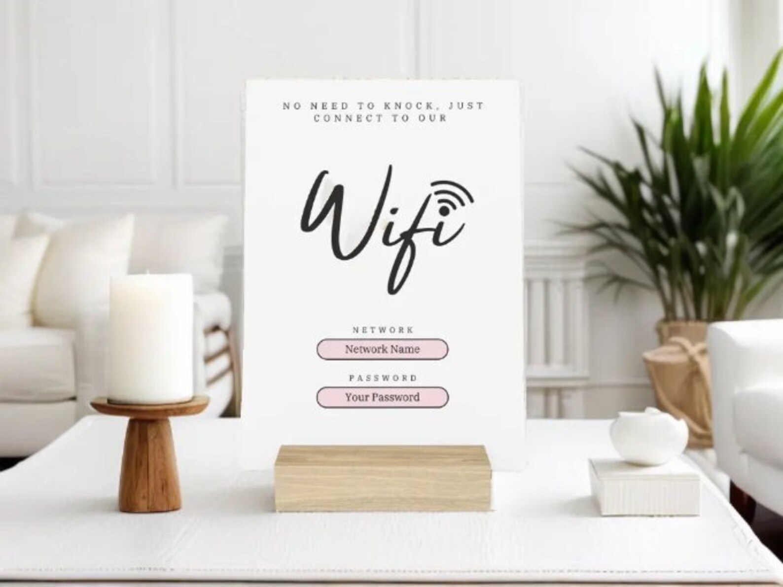 Custom Wifi Sign Custom QR Code Sign Gallery Board With Stand Wifi Sign ...