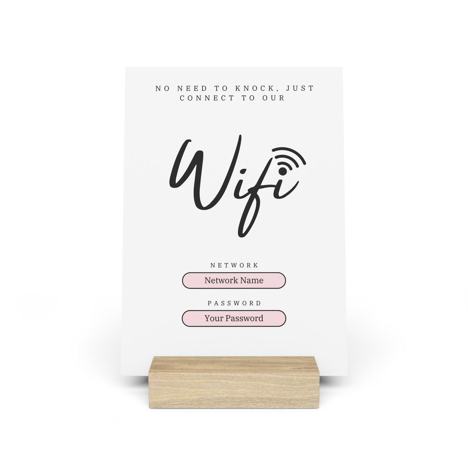 Custom Wifi Sign Custom QR Code Sign Gallery Board With Stand Wifi Sign ...