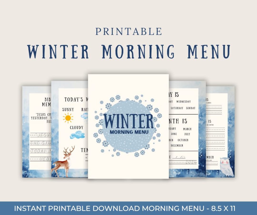 Winter Morning Menu | Kindergarten Practice Pages | 4-6 Years Old - Etsy