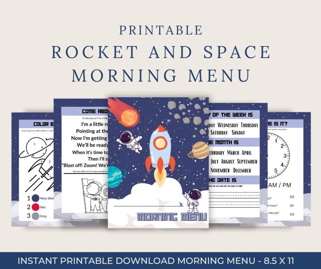 SPACE MORNING MENU | Kindergarten-1st Grade Morning Activity Pages - Etsy