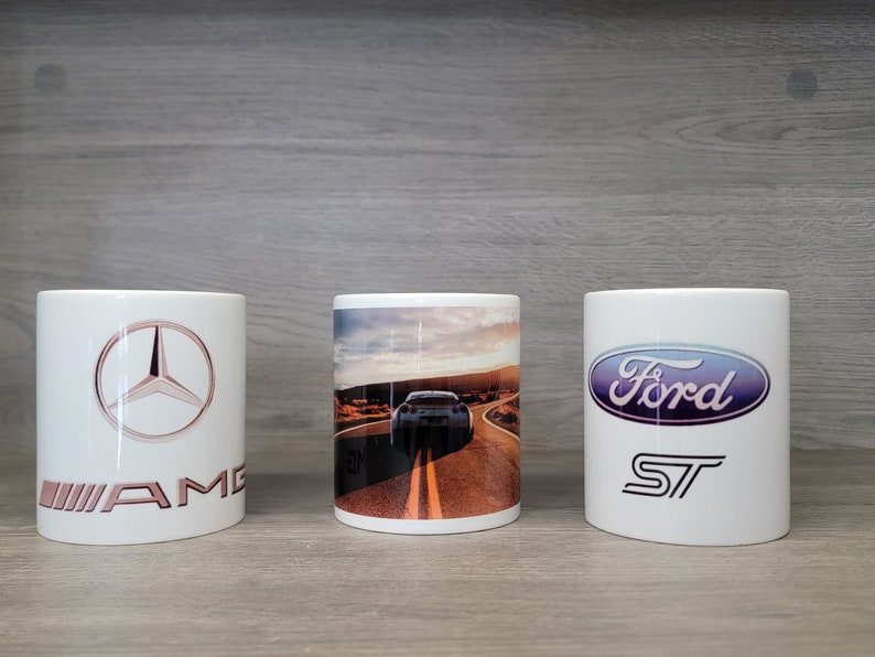 Personalised Mugs Car Logo Ford, Nissan GTR, Mercedes AMG. Fathers Day ...