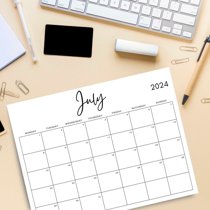 2024 Calendar Printable, 2024 Monthly Planner, US Letter, A4, Landscape ...